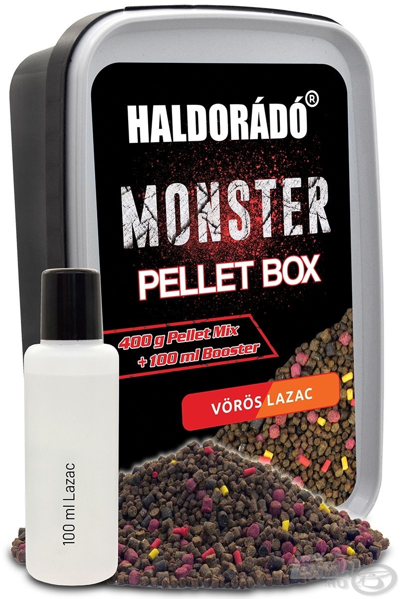 HALDORÁDÓ MONSTER Pellet Box - Vörös Lazac - Haldorádó horgász áruház